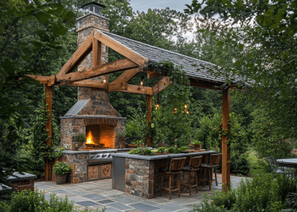 19 Stunning Outdoor Kitchen Ideas with Fireplaces for a Perfect ...